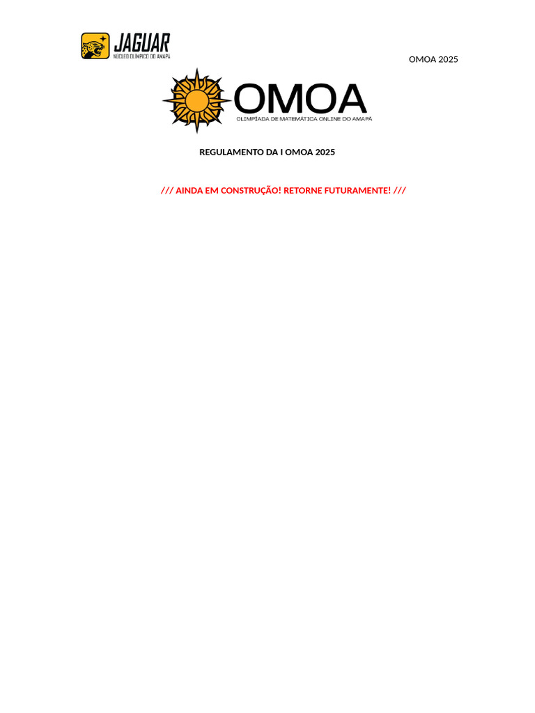 Regulamento Da I Omoa 2025 | PDF