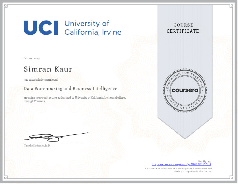 Simran Coursera Certificate | PDF