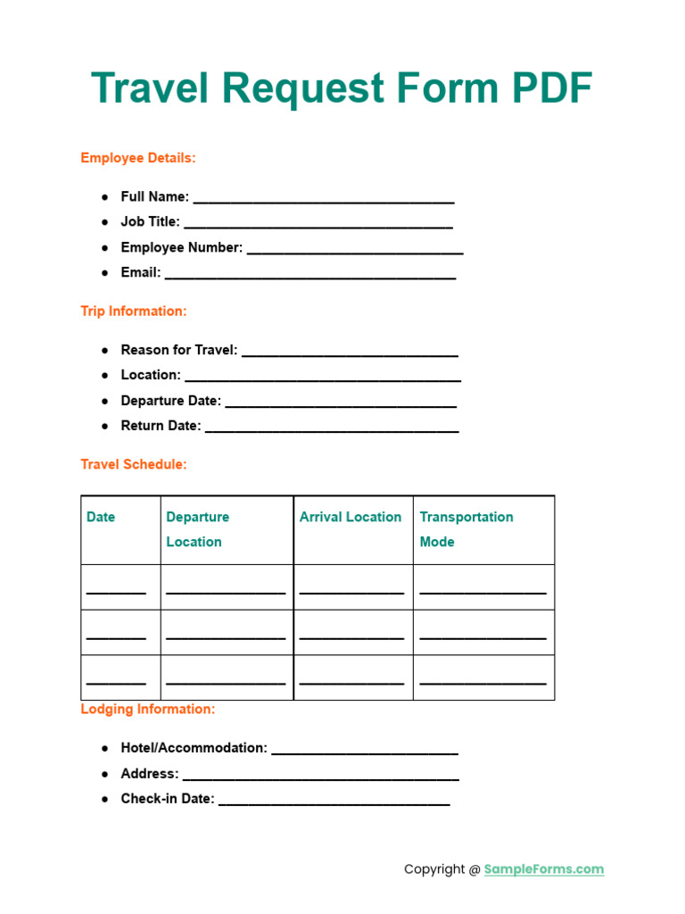 Travel Request Form PDF | PDF