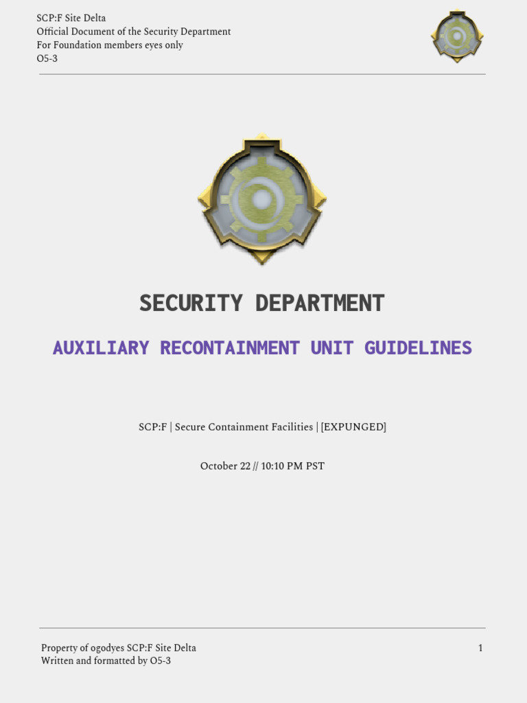 (SCPF) Auxiliary Recontainment Unit Guidelines | PDF