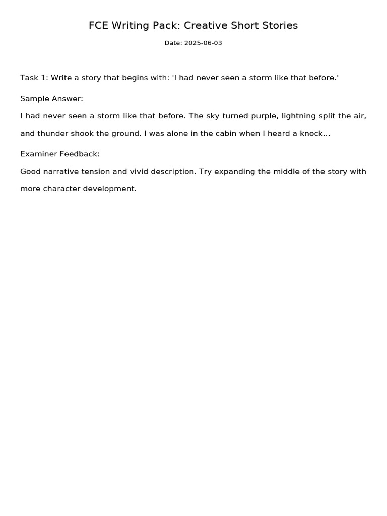 FCE Short Stories Examples | PDF