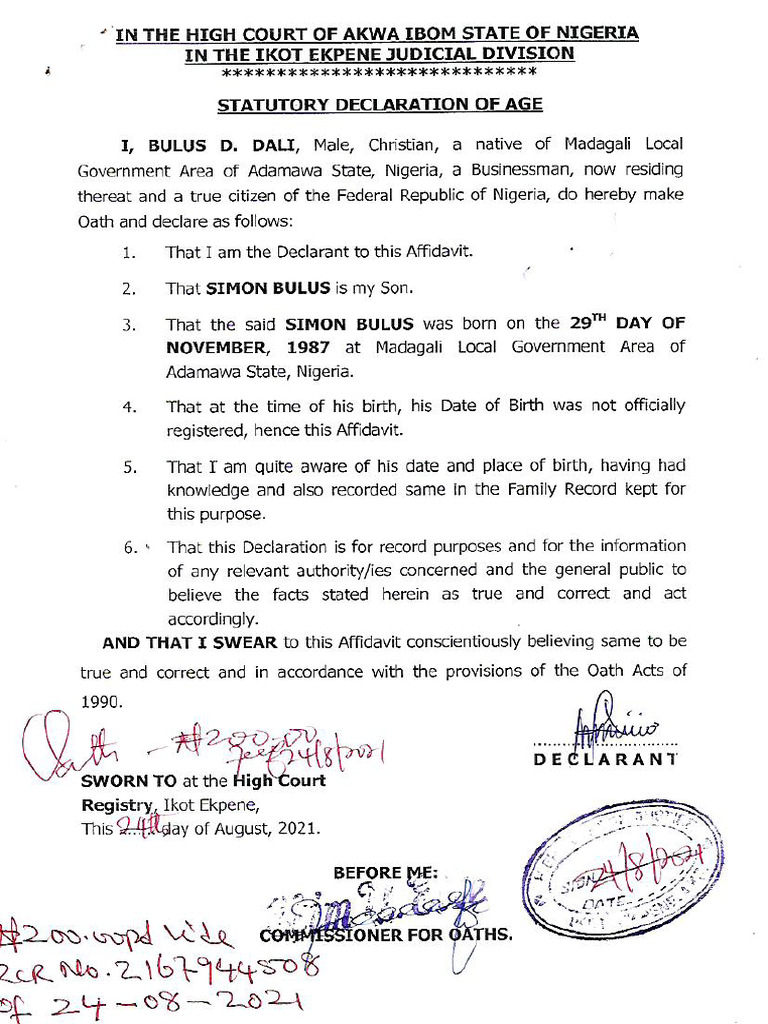 Bulus Age Decl2 | PDF