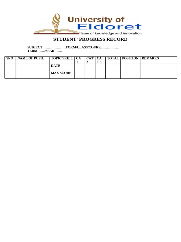 Student Progress Record | PDF