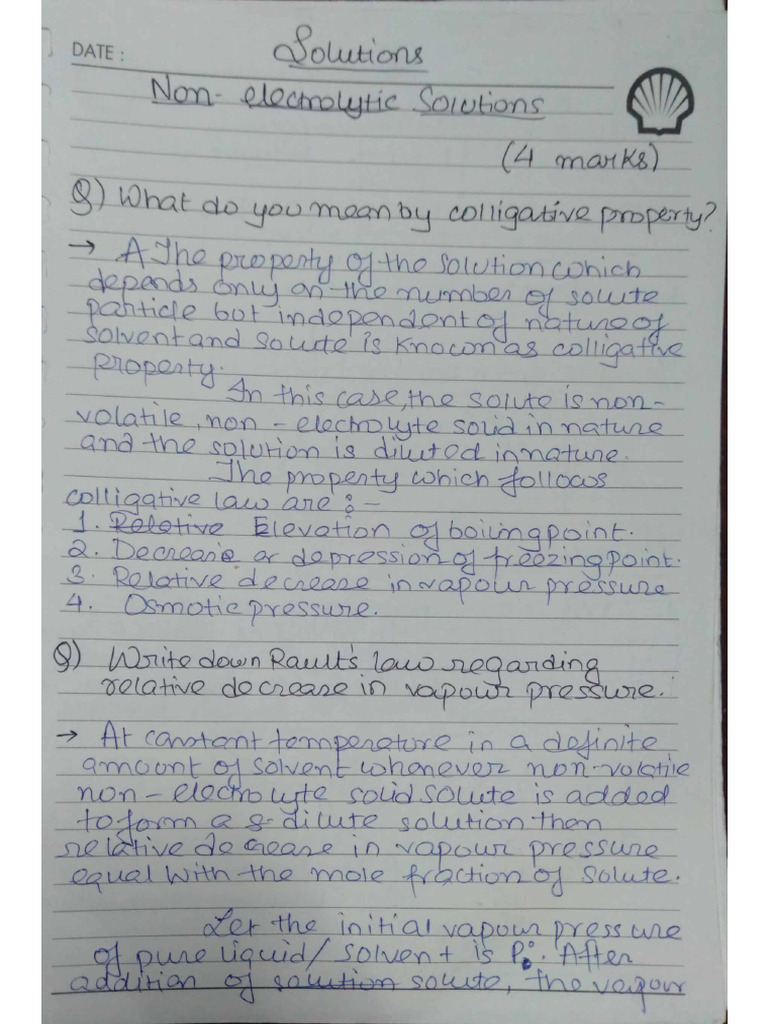 Solutions Full Notes Pdf
