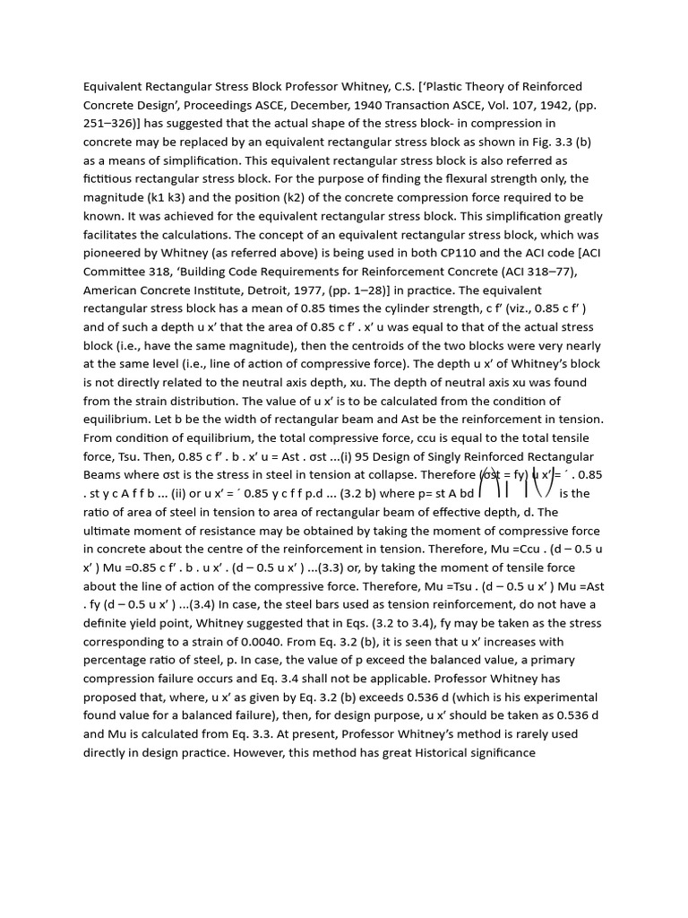 Equivalent Rectangular Stress Block | PDF | Beam (Structure) | Stress (Mechanics)