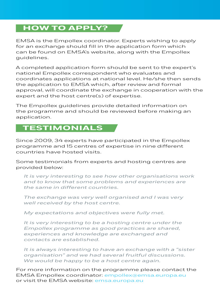 EMSA - EMPOLLEX Leaflet (Portrait) | PDF | Expert | European Economic Area