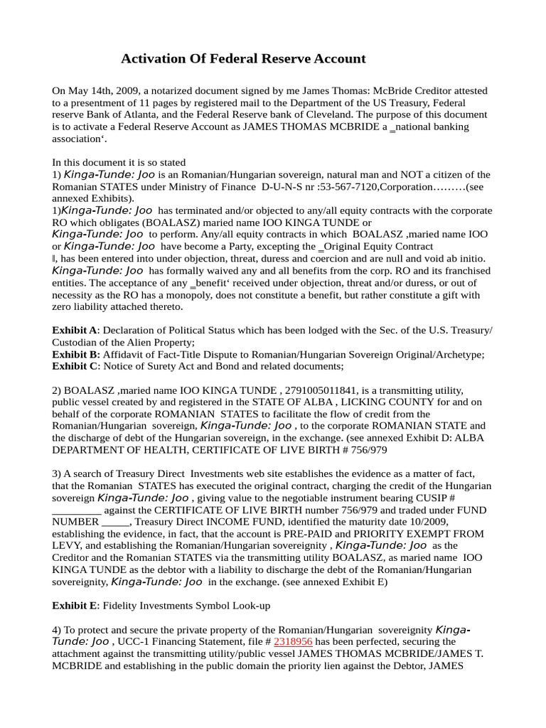 Activation On Federal Reserve Acc | PDF | Fiduciary | Bankruptcy