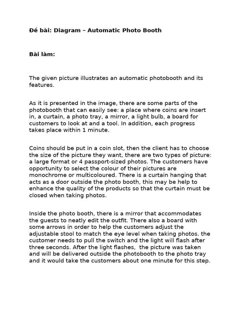 Writing Task 1 - Diagram - Automatic Photo Booth | PDF