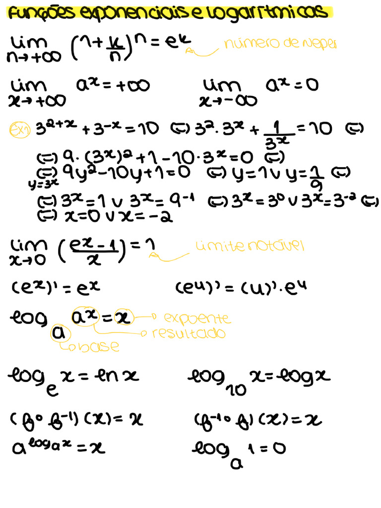 funções exponenciais e logarítmicas | PDF