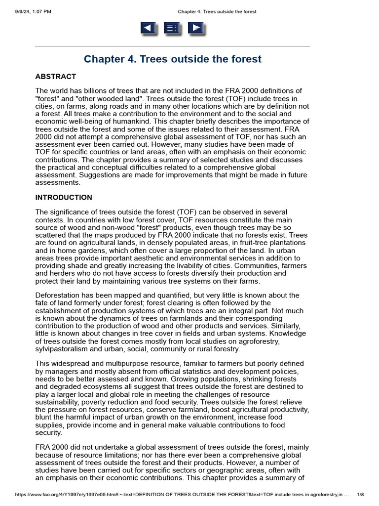 Chapter 4. Trees Outside The Forest | PDF | Forests | Deforestation