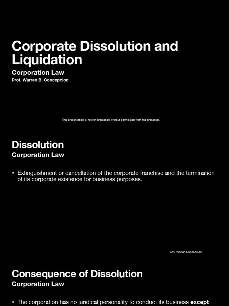 Corporate Dissolution and Liquidation Guide | PDF | Corporate Law ...