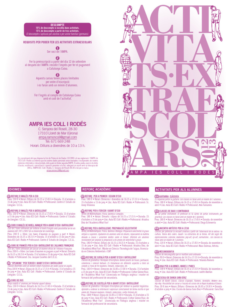 Díptic EXTRAESCOLARS2 | PDF