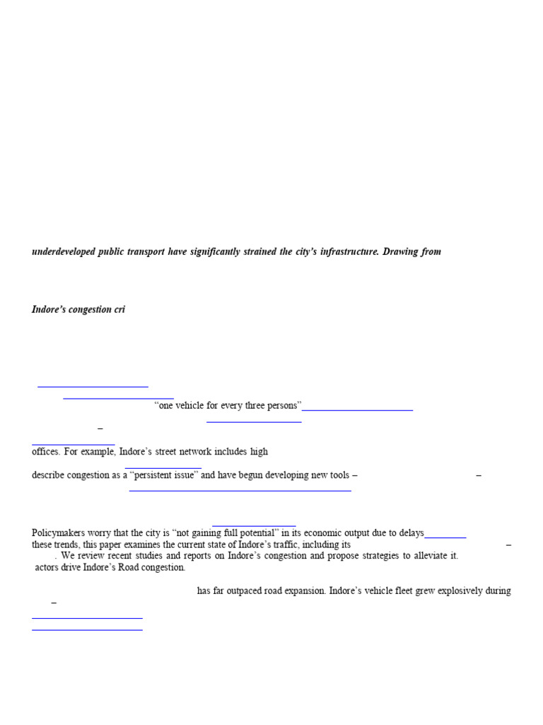 Indore Traffic Congestion Paper Review | PDF | Traffic Congestion | Traffic