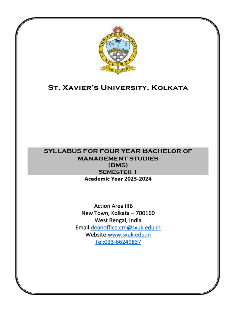1st Semester BMS Syllabus 2024-25 | PDF | Economies
