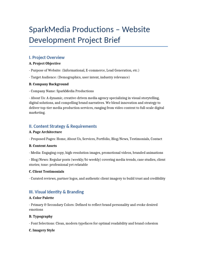SparkMedia Project Brief | PDF | Brand | Typography