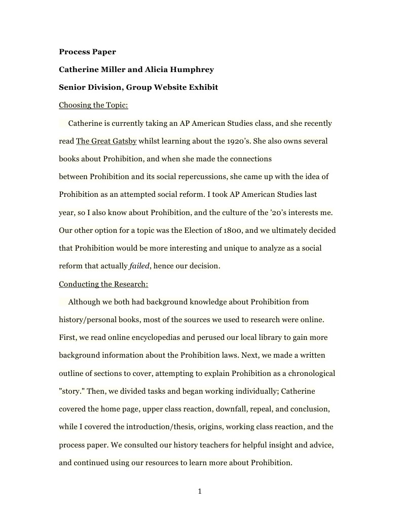 Prohibition Process Paper | PDF | Cognition | Communication
