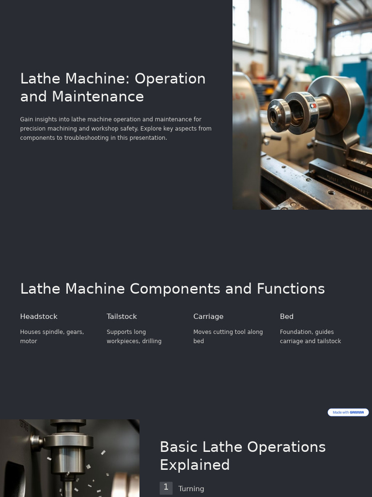 Lathe Machine Operation and Maintenance Final | PDF