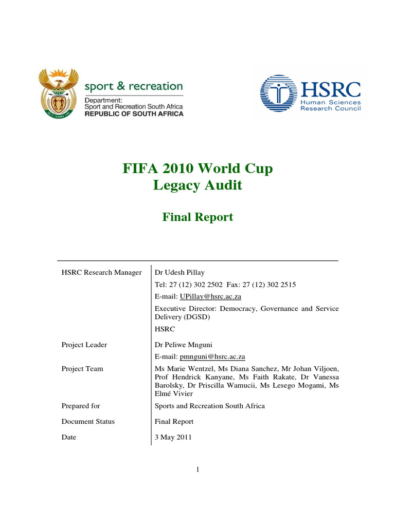 FIFA 2010 World Cup Legacy Audit: Final Report | PDF | Infrastructure ...