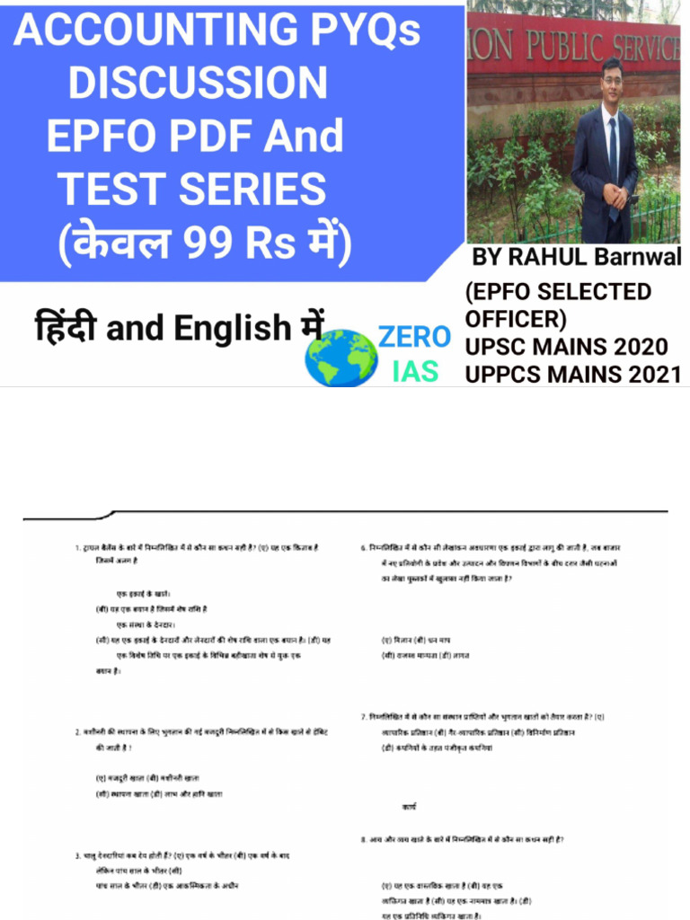 Accounting Pyq Hindi and English (With Solution) | PDF