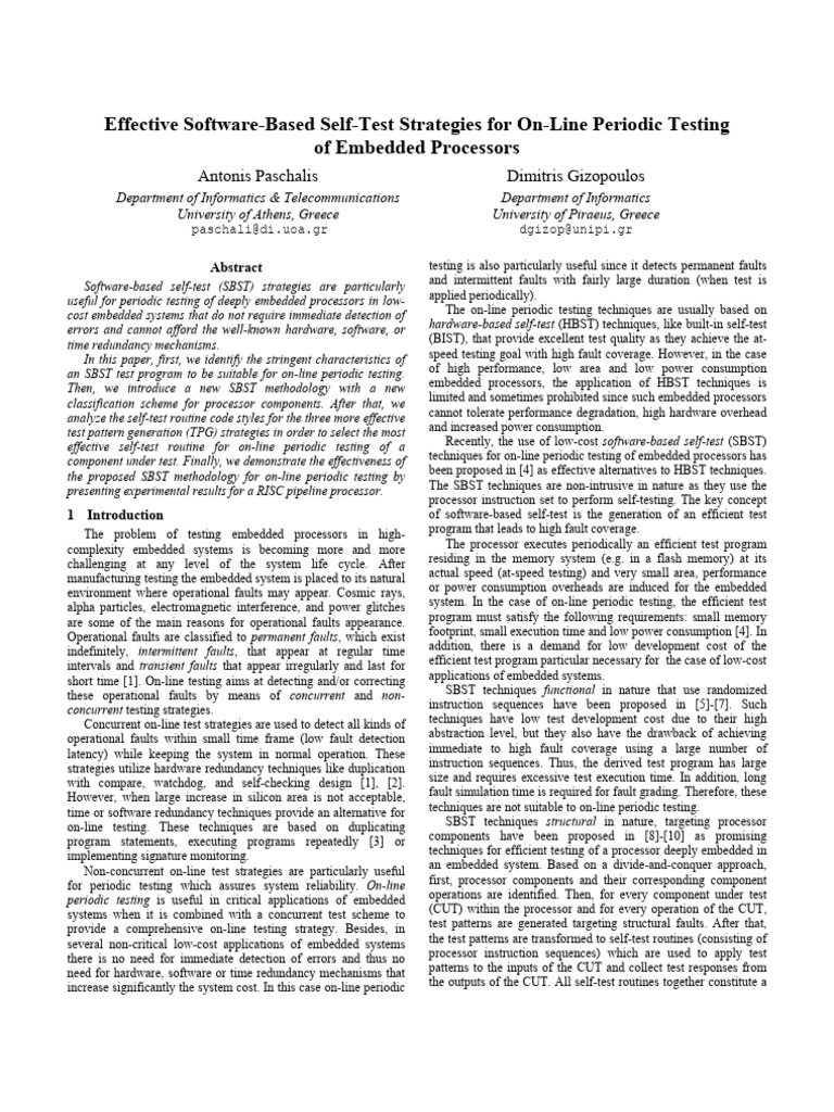 Effective Software-Based Self-Test Strategies For On-Line Periodic ...