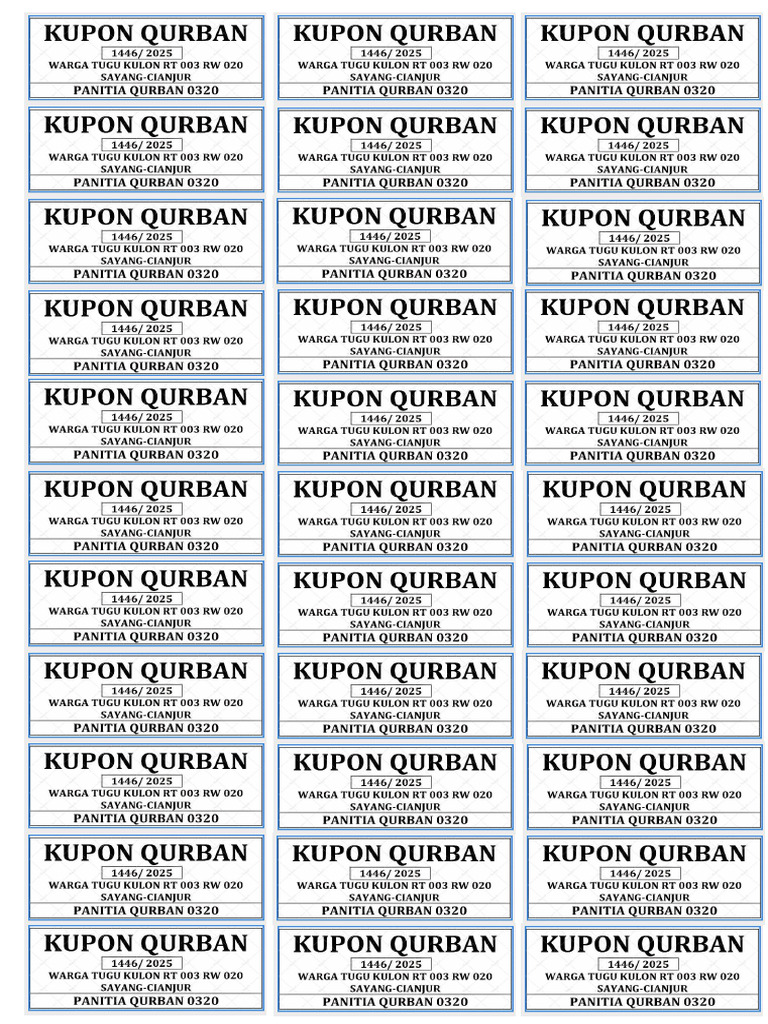 KUPON QURBAN 2025 | PDF