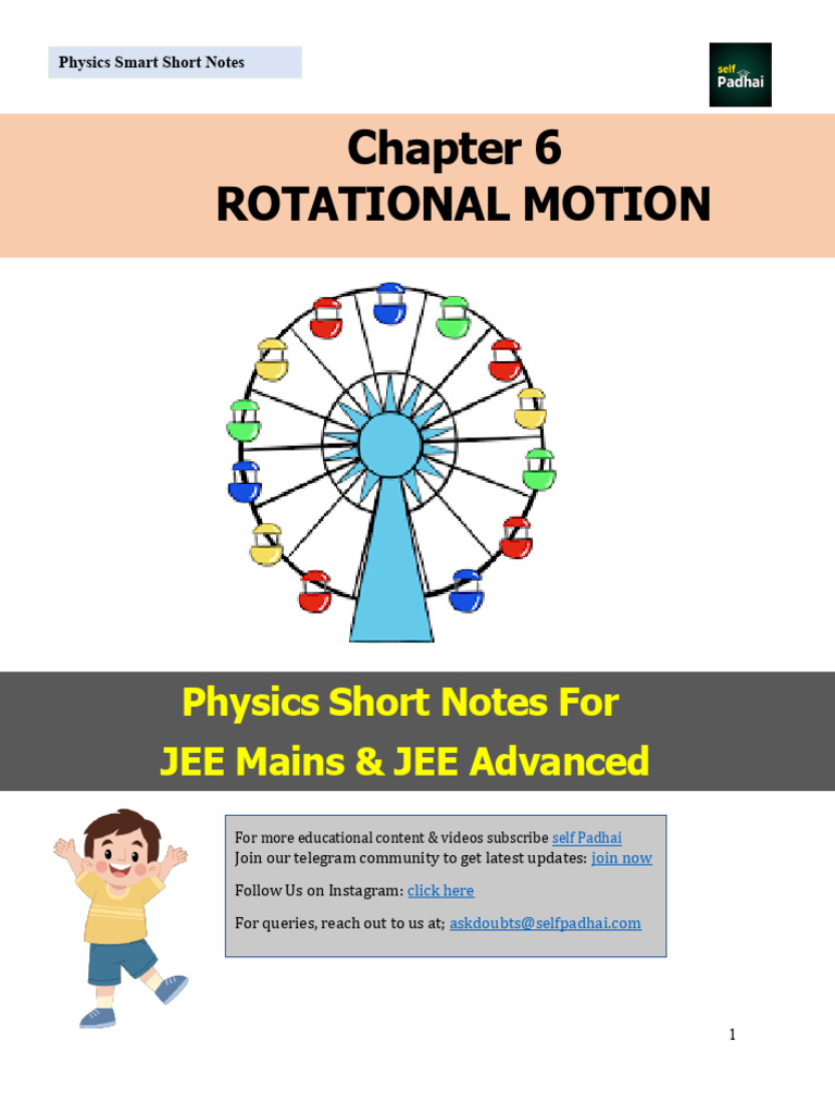 Rotational Motion Class 11th IITJEE | PDF | Rotation | Torque
