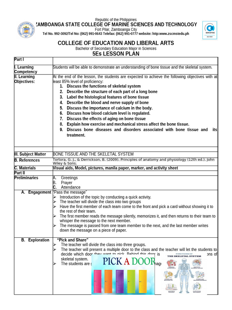 5Es Lesson Plan: Bone Tissue & Skeletal System | PDF | Bone | Osteoblast