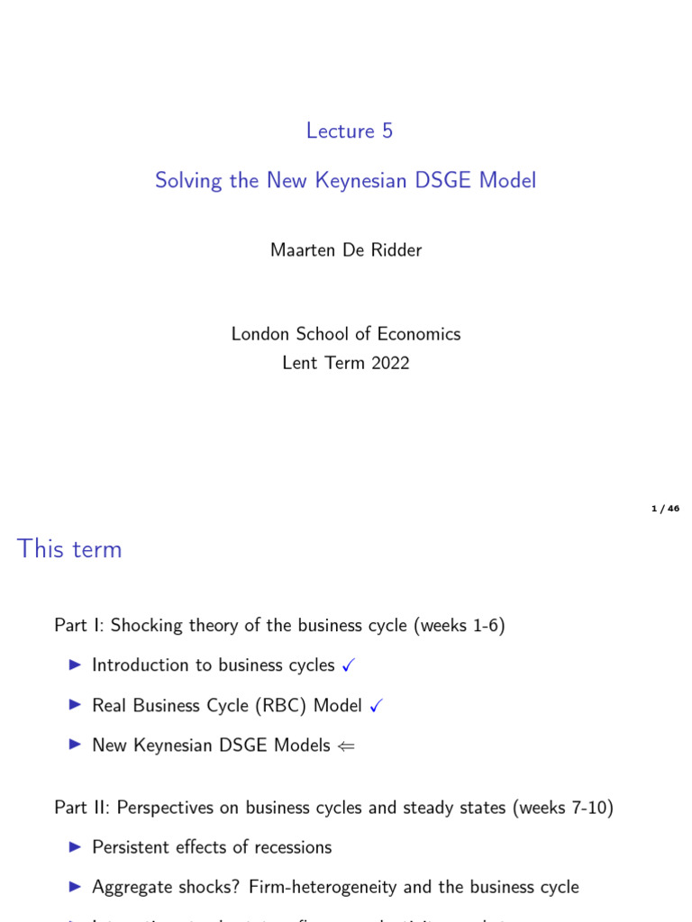 Slides EC417 Lecture5 2022 | PDF | New Keynesian Economics | Business Cycle