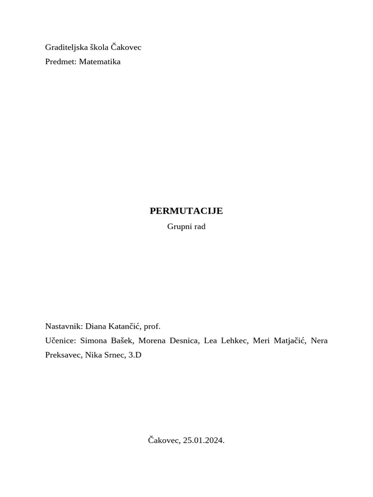 Grupni Rad Permutacije | PDF