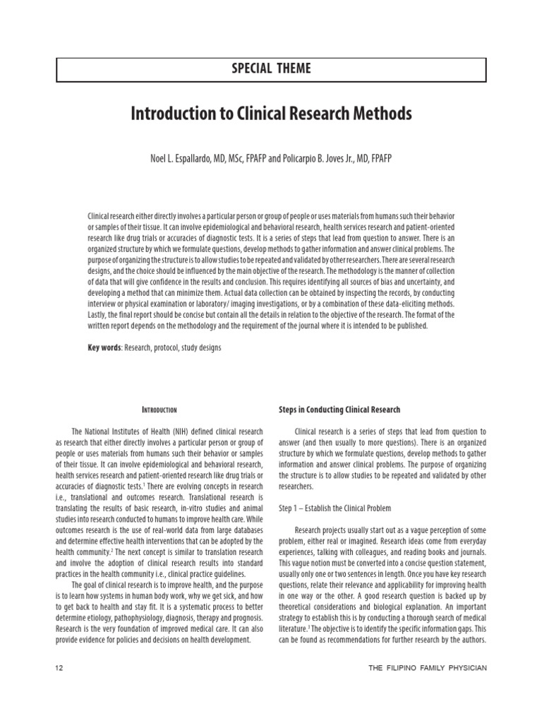 Introduction To Clinical Research Methods | PDF | Clinical Trial ...