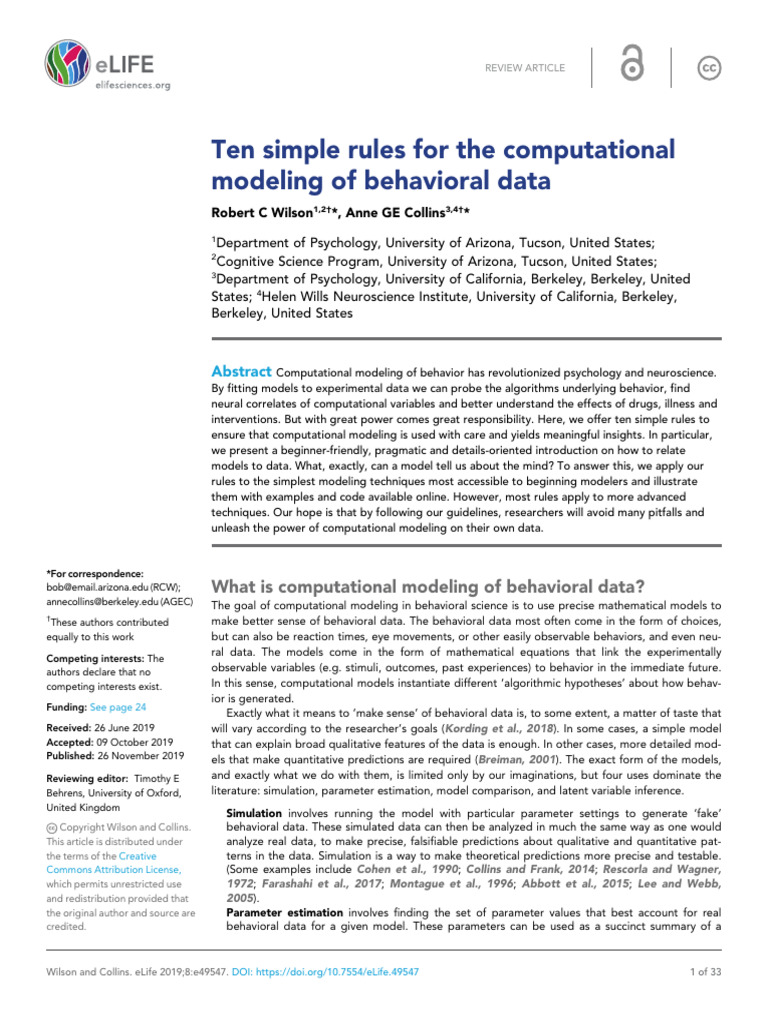 Wilson_Collins_2019_Ten Simple Rules for the Computational Modeling of ...