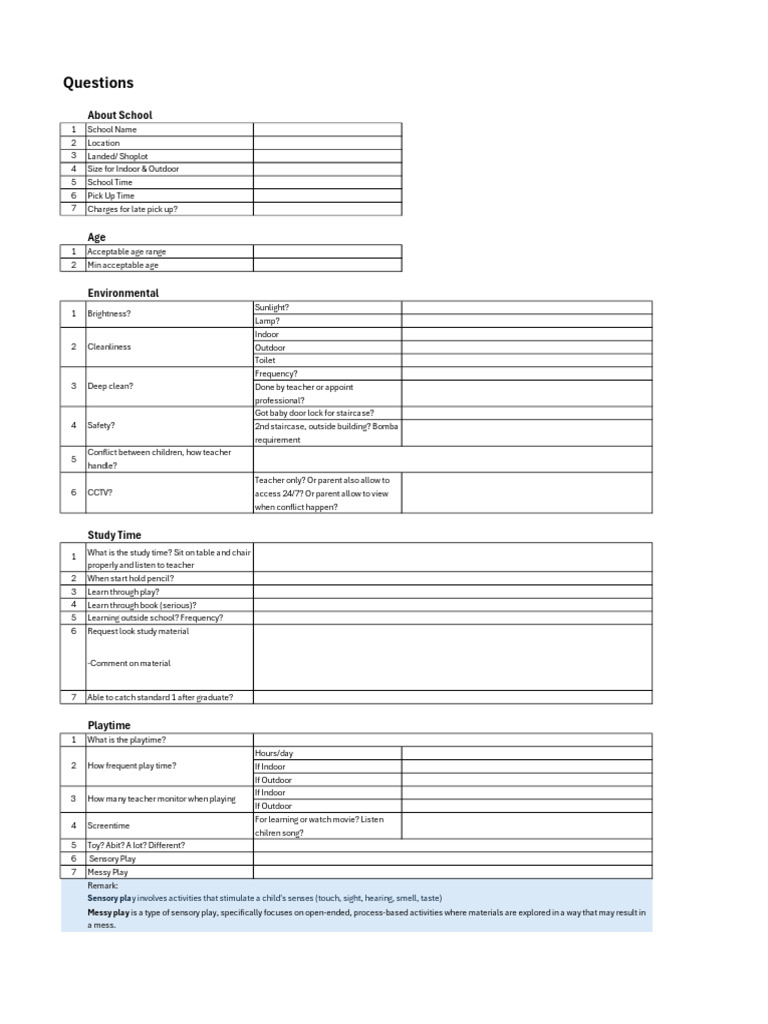 School Interview Assessment Form | PDF | Fee | Meal