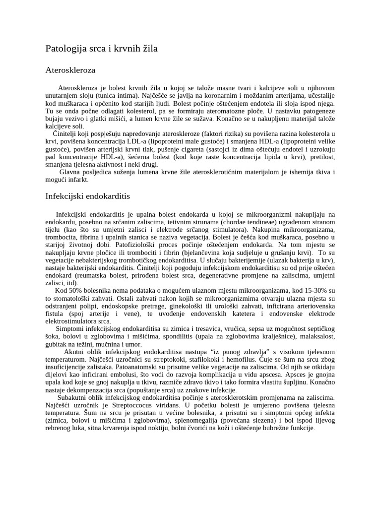Patologija Krvožilnog Sustava | PDF