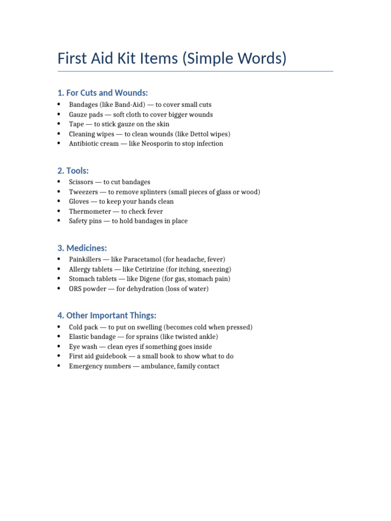 Essential First Aid Kit Items Guide | PDF