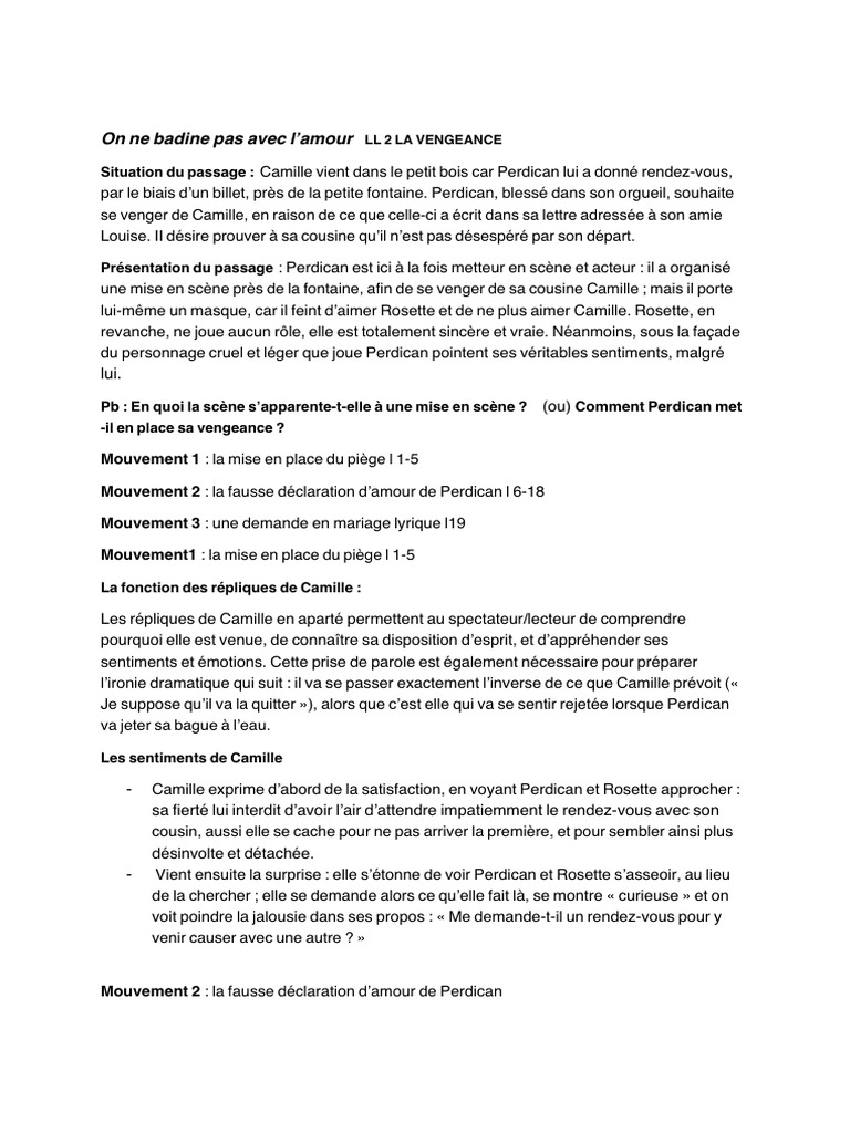 On Ne Badine Pas Explication Ll2 | PDF