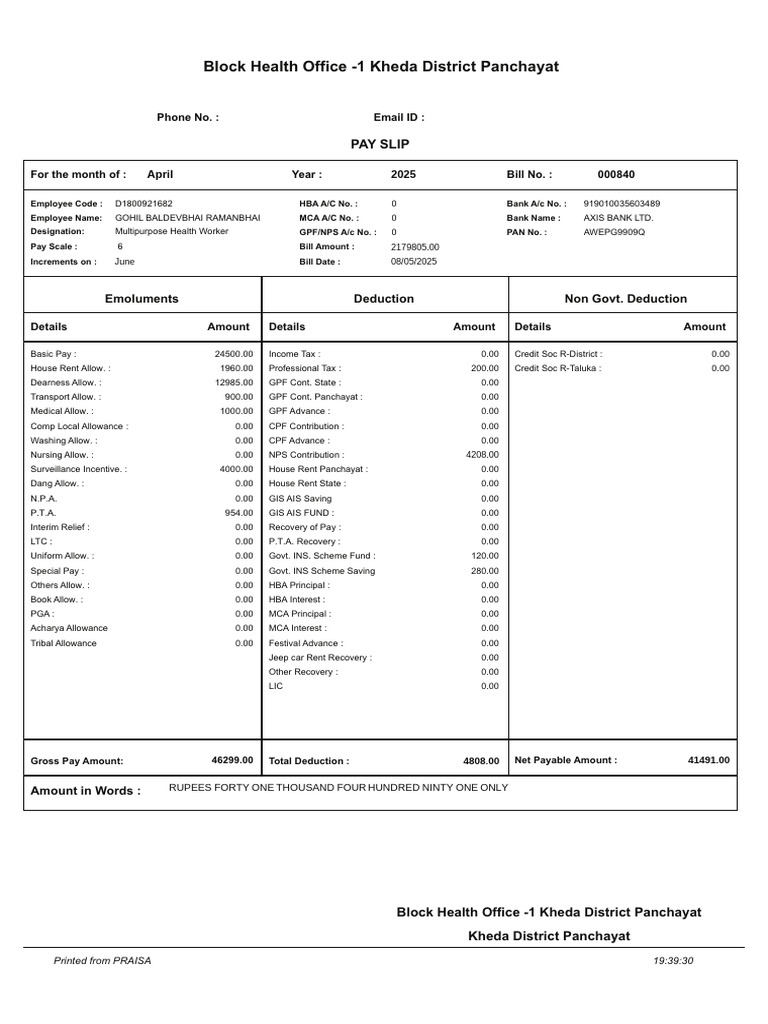 April.2025PayBill PaySlip | PDF