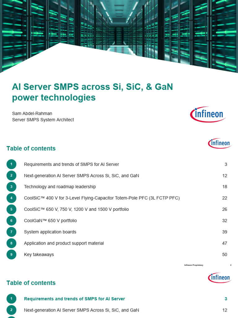 Infineon-Slides Next Gen AI Server SMPS Across Si SiC and GaN-Webinar-V01 00-En | PDF | Graphics ...