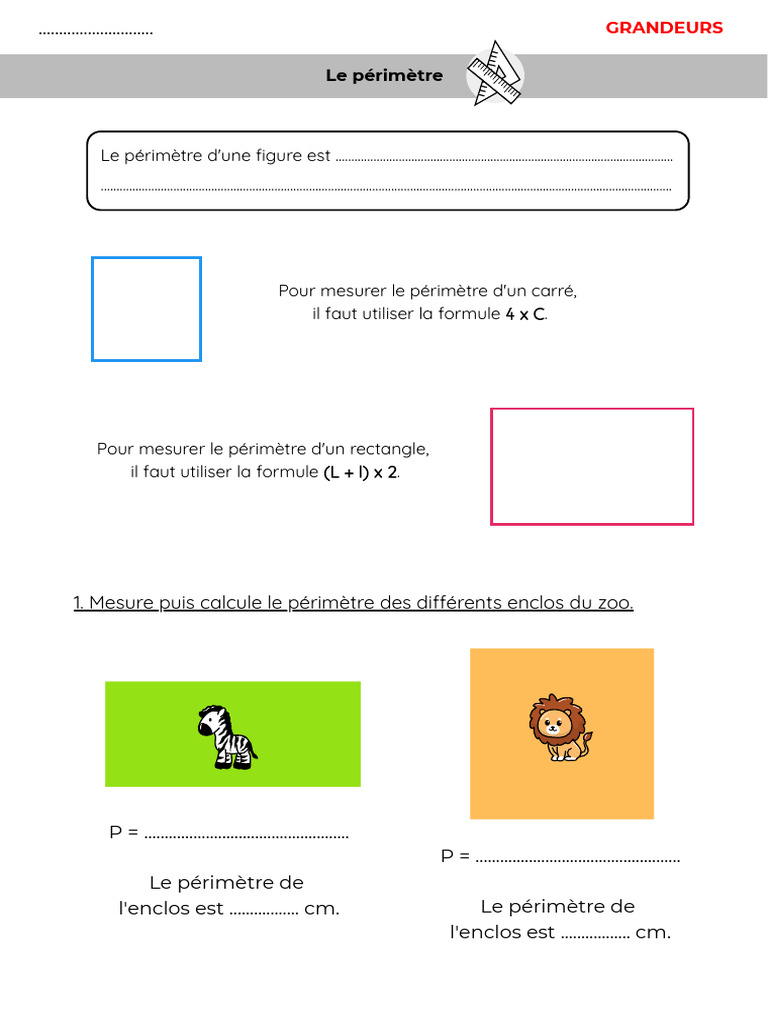 Formules de calcul du périmètre | PDF