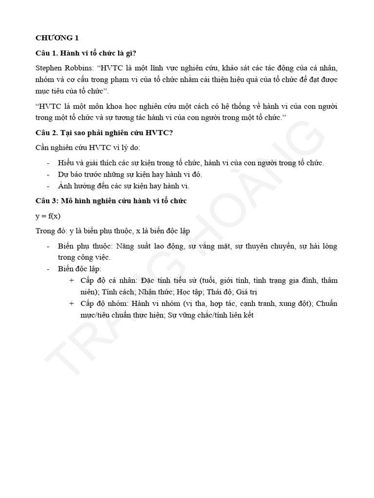 Ôn tập cuối kỳ - HVTC | PDF