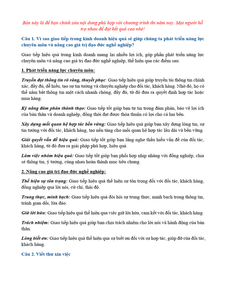 (NEW) Ôn cuối kỳ - GTKD | PDF