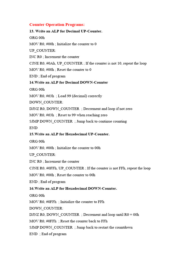 Counter Operation Programs | PDF