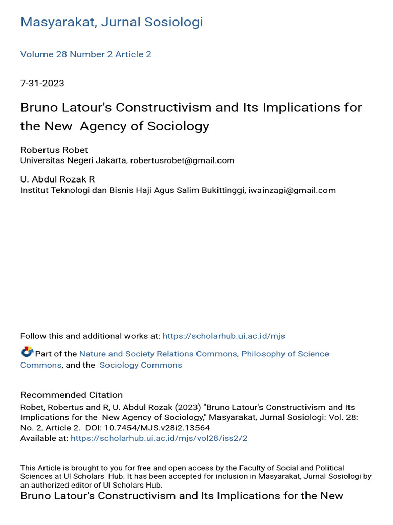 Latours Constructivism and New Agency of Sociology (1) | PDF | Gaia Hypothesis | Ontology