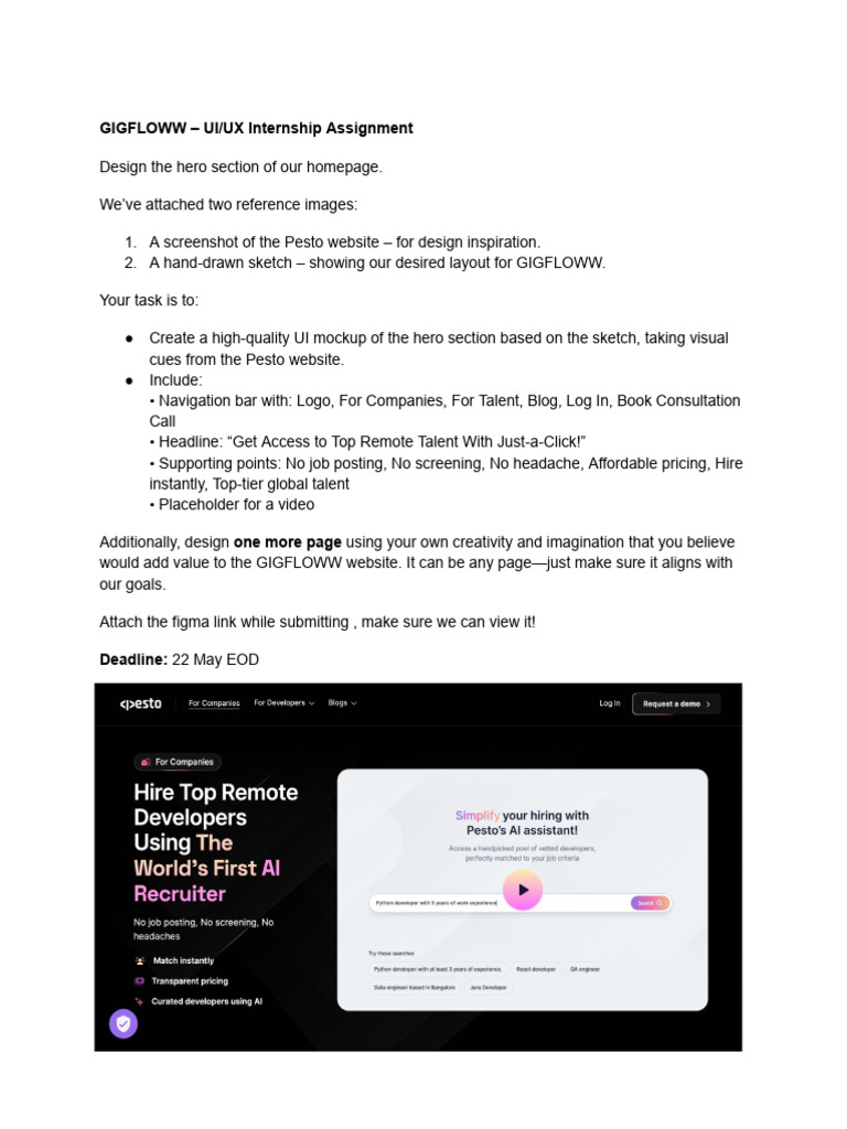 Internship Assignment Ui - Ux | PDF