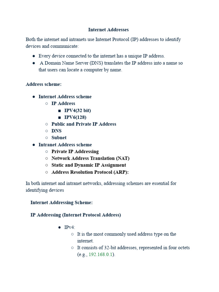 Internet Addresses | PDF | Ip Address | I Pv6