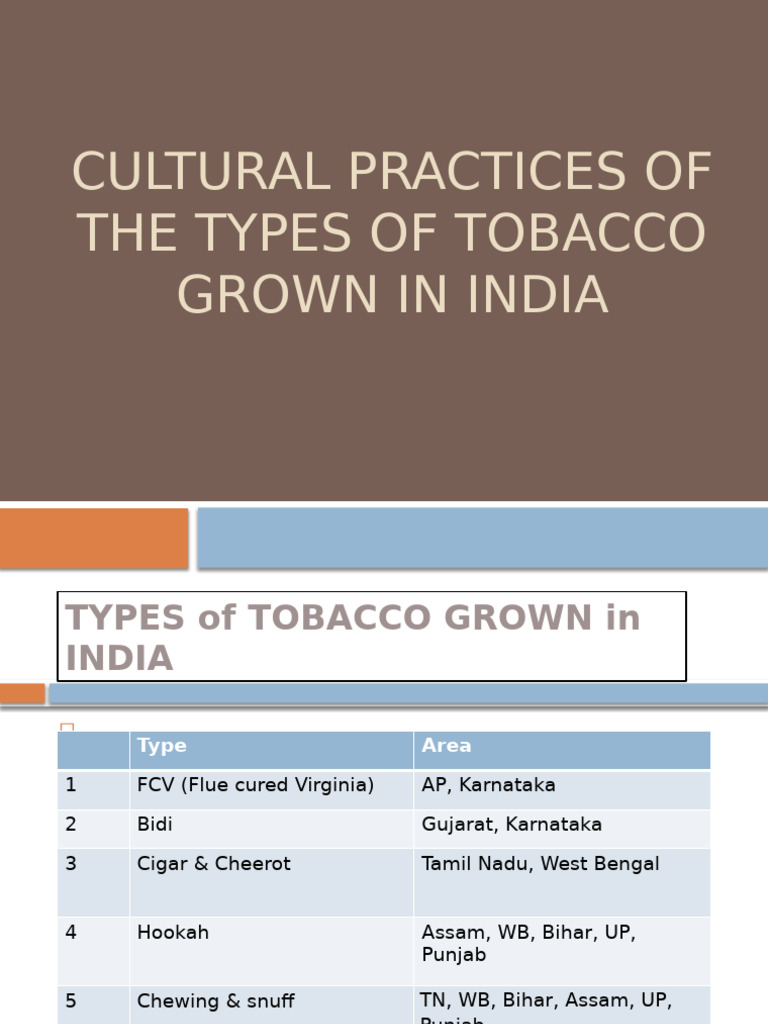 Tobacco Cultivation Practices in India | PDF | Plough | Tobacco
