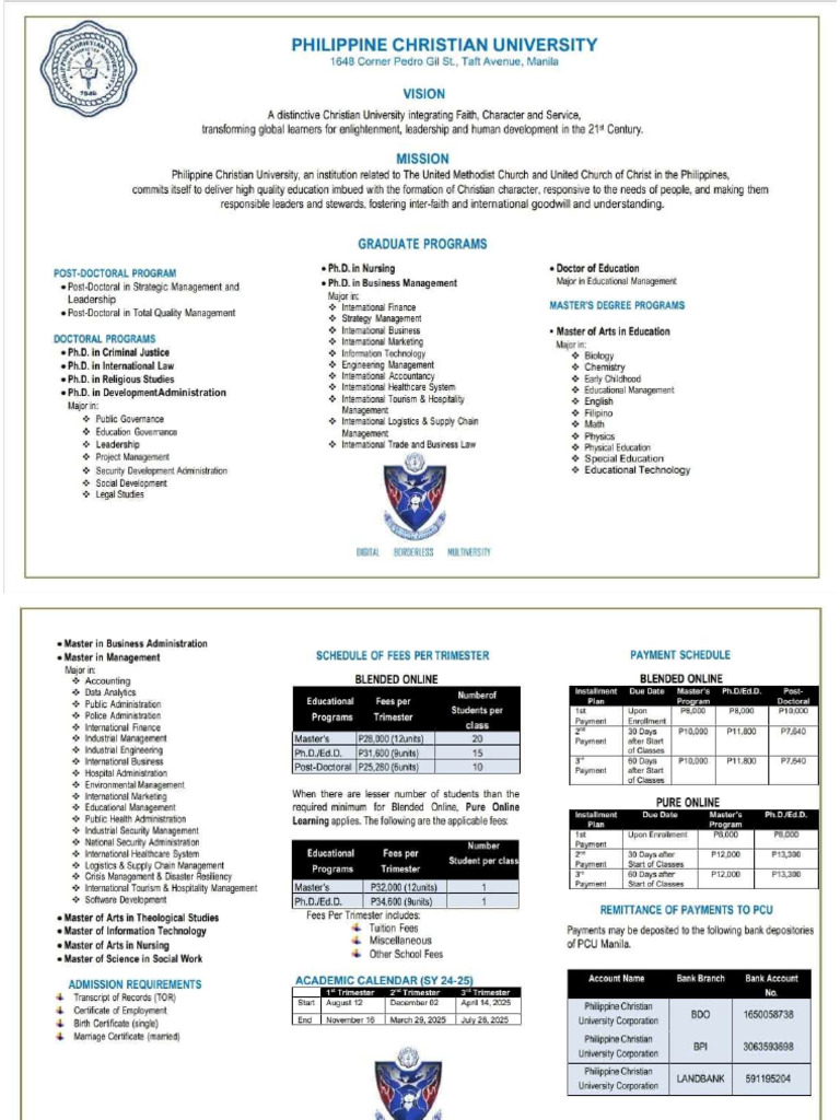 Pcu Graduate School - Brochure | PDF