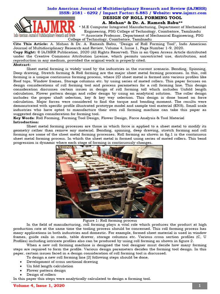 Roll Forming Tool Design Considerations | PDF | Force | Sheet Metal