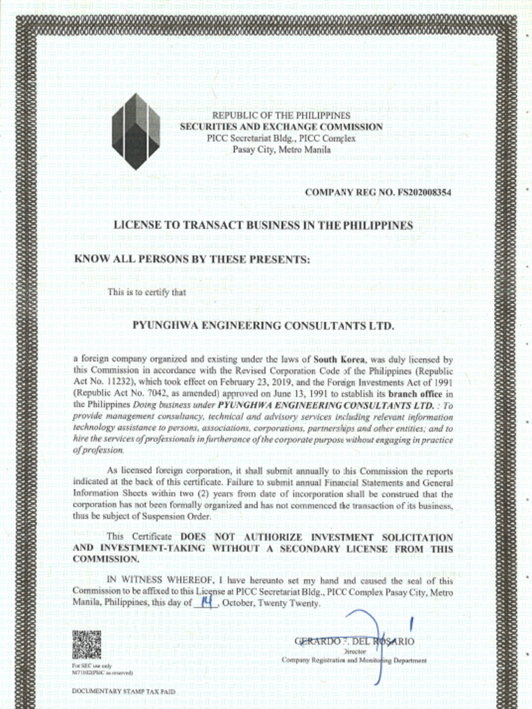 SEC Certificate With Articles of Incorporation | PDF