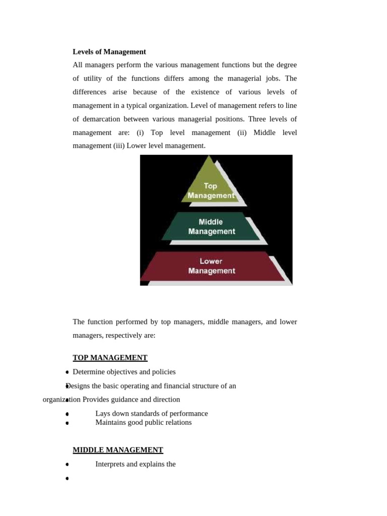 Levels of Management | PDF