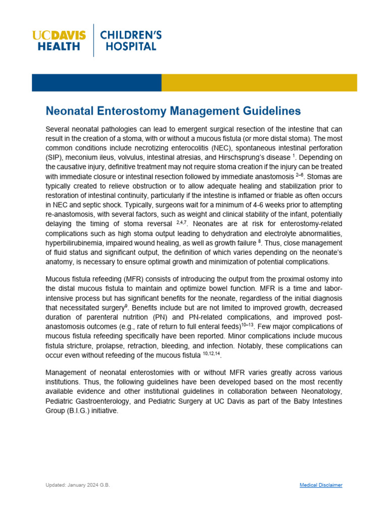Neonatal Enterostomy Guidelines | PDF | Medical Specialties ...